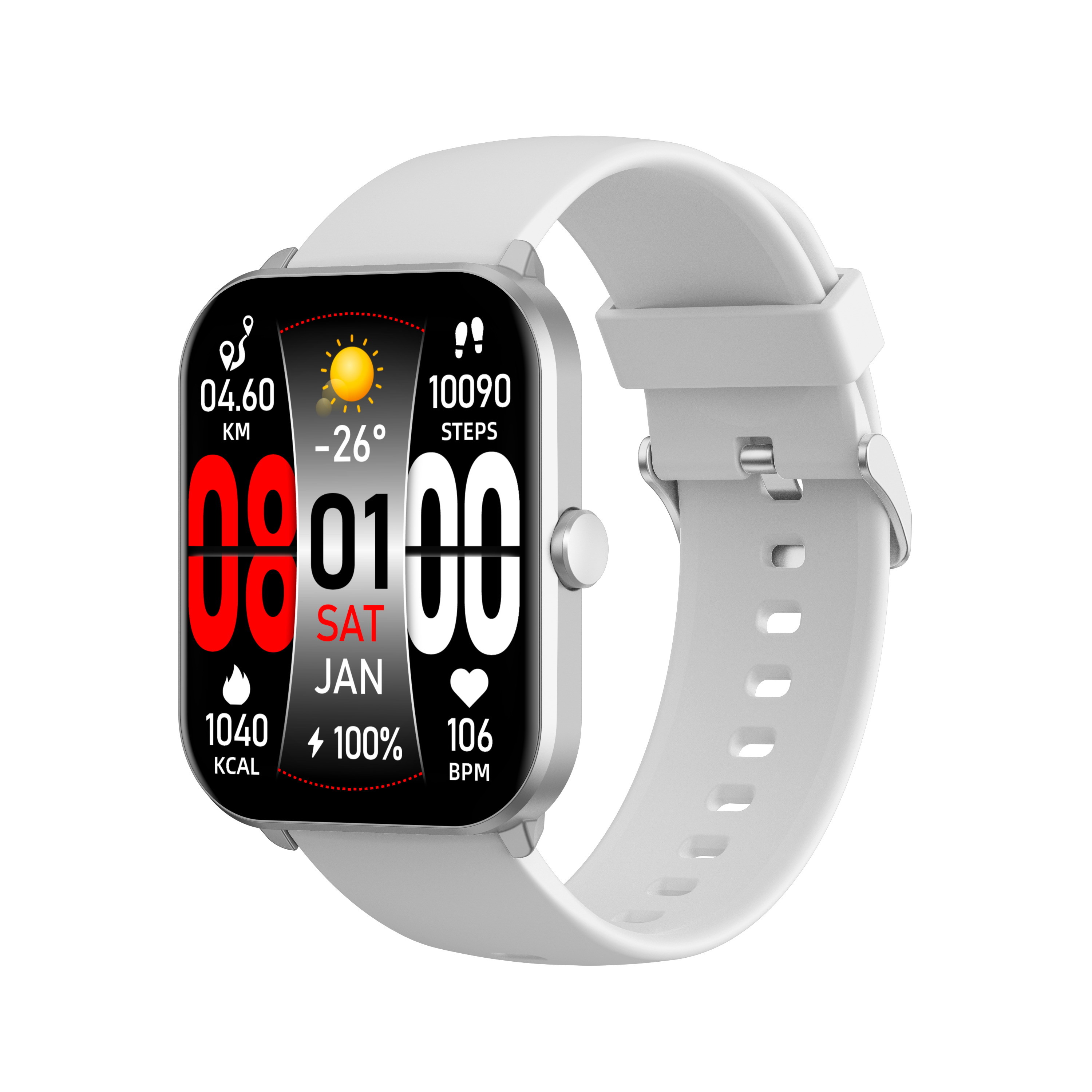 KW235M 2.02" TFT Color Screen Smart Watch White Colour Waterproof IP68 ...